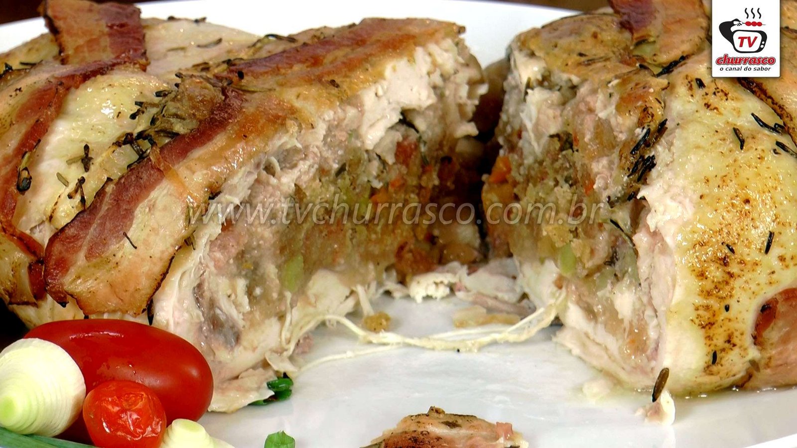 Frango Desossado Recheado com Farofa – Tv Churrasco - Tv Churrasco